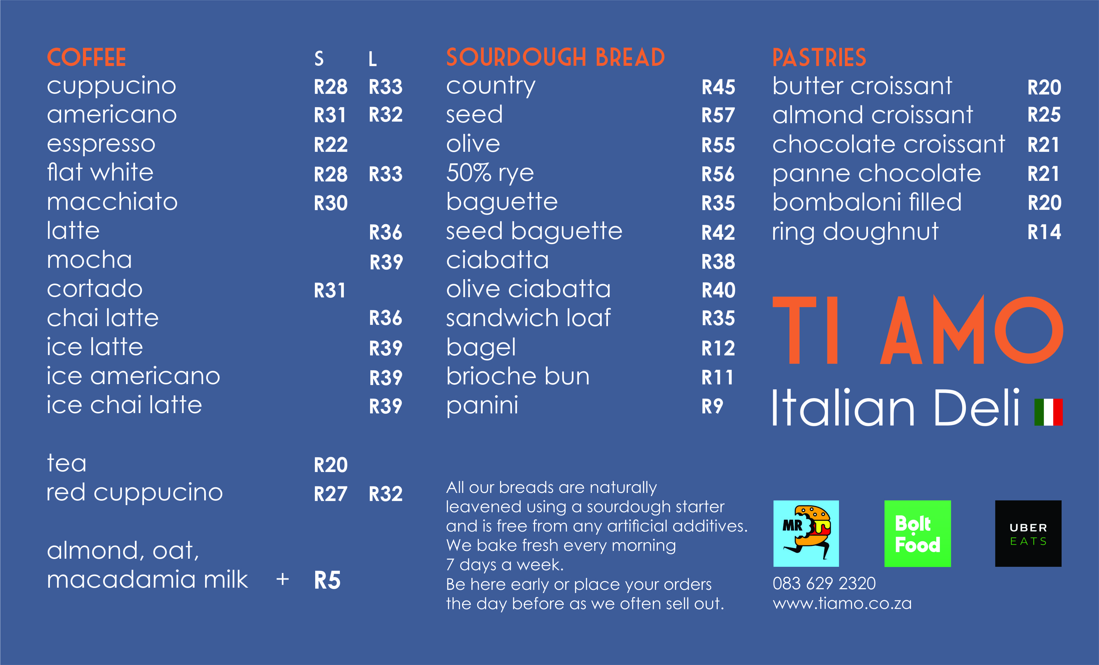 Takeaway Menu | Ti Amo Italian Deli | ti amo takeaway menu