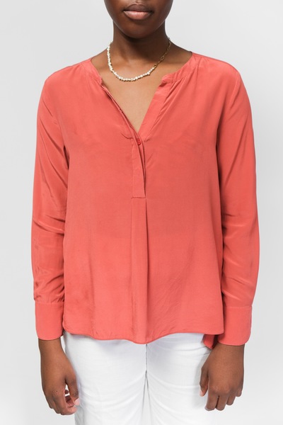 BCBGMAXAZRIA Coral Silk Blouse
