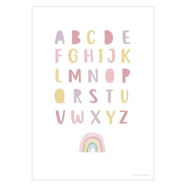 Little Dutch Rainbow Alphabet A3 poster & hanger - Pink | Little ...