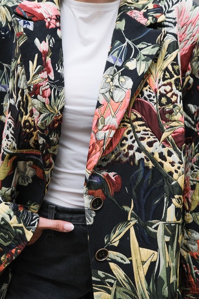 White Label Floral Tapestry Coat