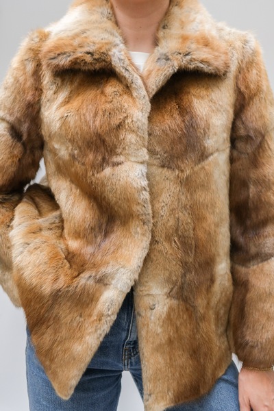 Fox Fur Short Coat Orange