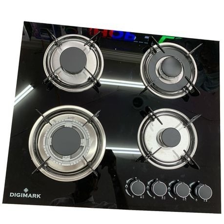 Digimark Modern Kitchen 4 Burner Glass Top Gas Stove | Premium black ...