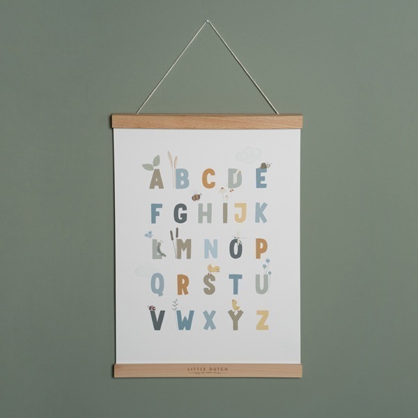 Little Dutch Rainbow Alphabet A3 poster & hanger - Blue | Little ...