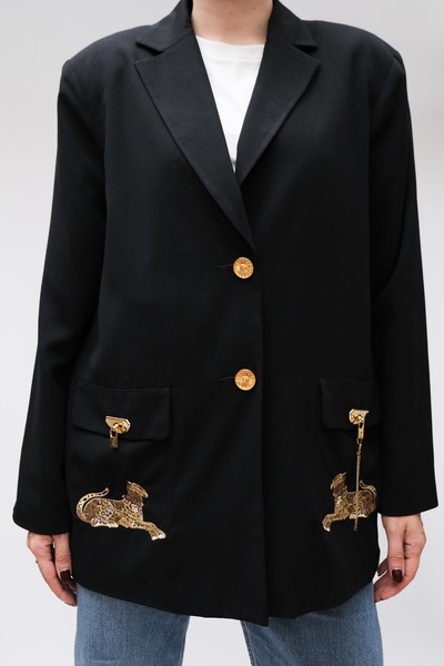 Classic Black Blazer With Embroidery