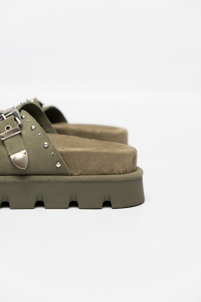 Suede Platform Slides