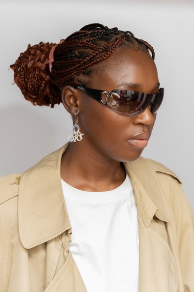 Chanel Logo Shield Sunglasses Silver
