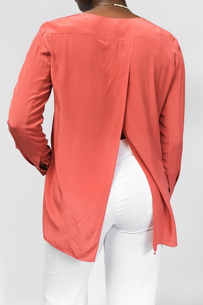 BCBGMAXAZRIA Coral Silk Blouse