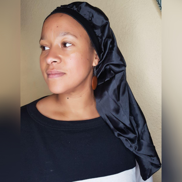 Marley Grey Satin Long Bonnets for Braids | These "tubular" bonnets are ...