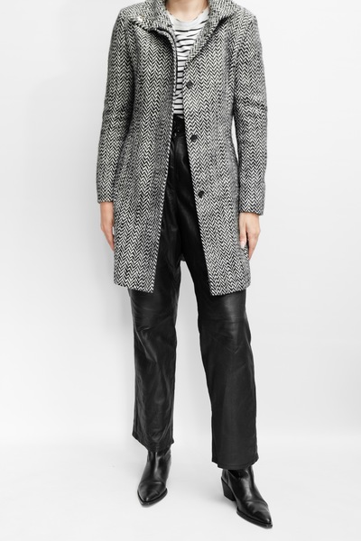 Hugo Boss Houndstooth Wool Blend Coat