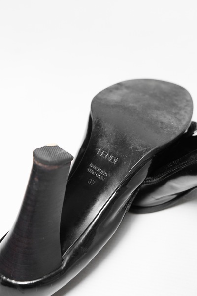 Fendi Patent Leather Peep Toe Heels