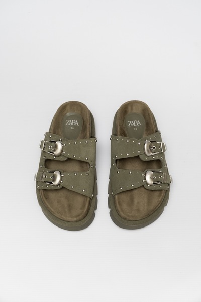 Suede Platform Slides