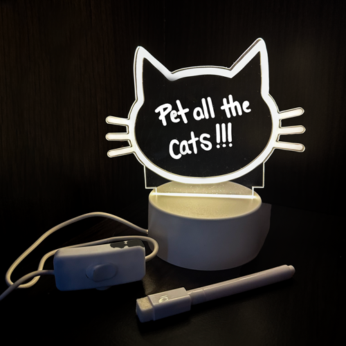 Kitty memo light | Erasable message LED light in the shape of a cat.