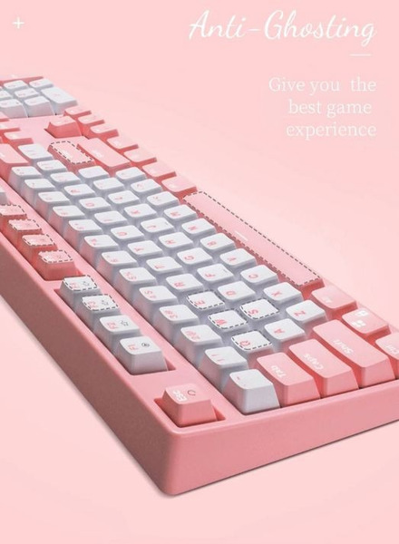 JG8 Pink & White Mechanical Keyboard