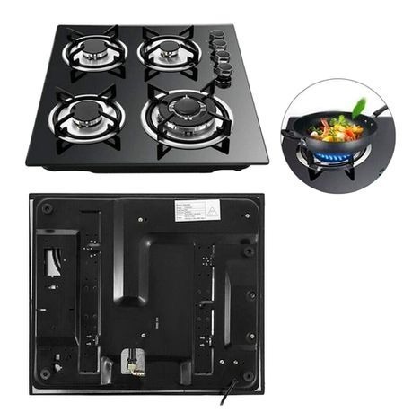 Digimark Modern Kitchen 4 Burner Glass Top Gas Stove | Premium black ...