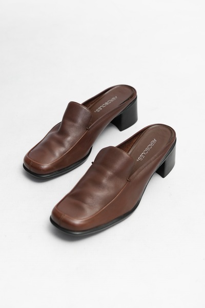 Genuine Leather Mules Tan