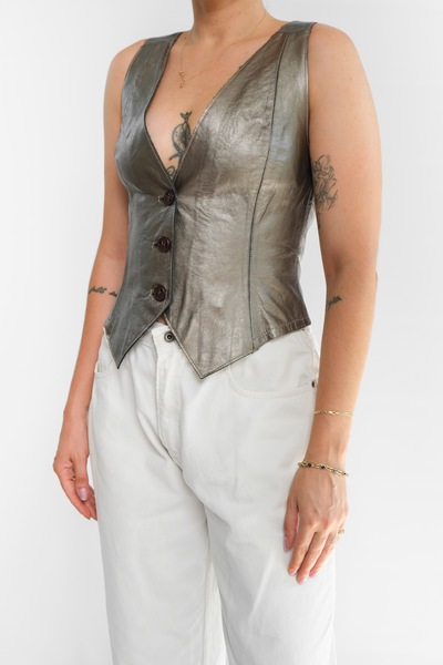 Leather Silver Vest