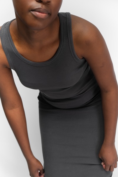 Cos Ribbed Tube Dress | Pre-owned Cos Ribbed Tube Dress in charcoal ...