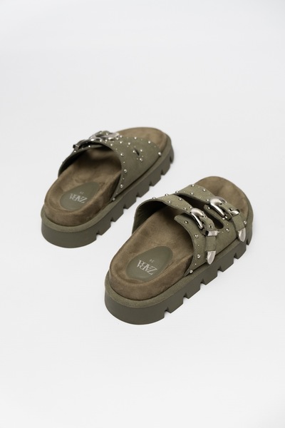 Suede Platform Slides