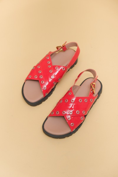 Marni Patent Leather Sandals Red