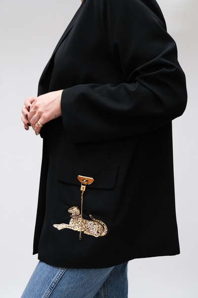 Classic Black Blazer With Embroidery