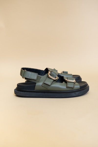 Alohas Harper Green Leather Sandals