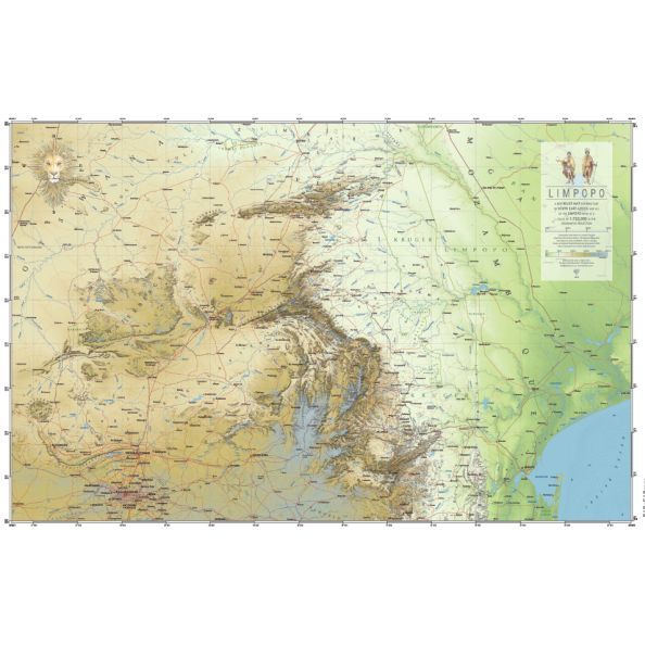 Limpopo river map | landscape map of Gauteng to Mozambique with ...