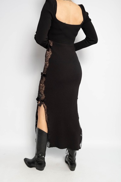 Selfportrait Black Knit Midi Dress