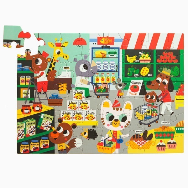 Petit Monkey "In the Supermarket" puzzle - 48-piece | Little Favourites ...