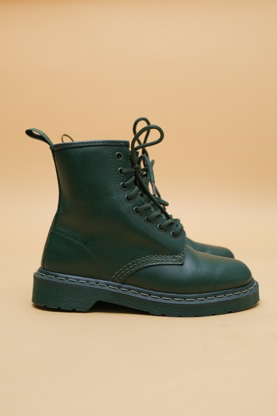 Dr Martens 1460 Green Mono Smooth Leather Lace Up Boot