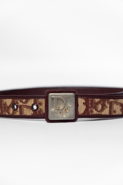 Dior Monogram Belt Burgundy | Vintage Dior Monogram Belt Burgundy ...
