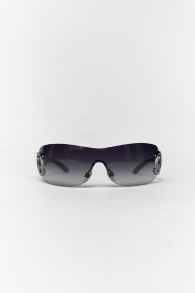 Chanel Logo Shield Sunglasses Silver