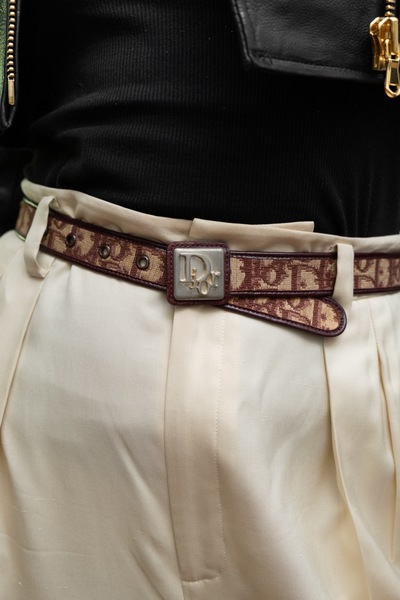 Dior Monogram Belt Burgundy | Vintage Dior Monogram Belt Burgundy ...
