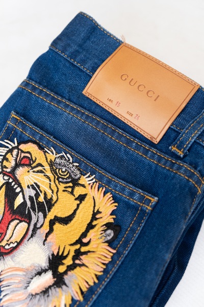 Gucci Embroidered Tiger Jeans