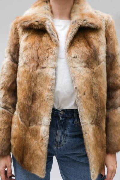 Fox Fur Short Coat Orange