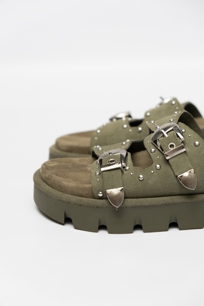 Suede Platform Slides