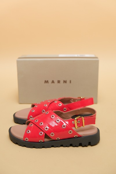 Marni Patent Leather Sandals Red